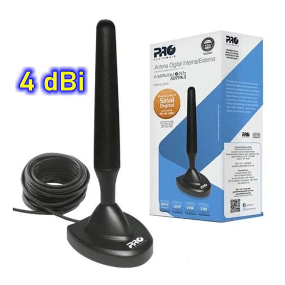 Antena Digital Interna e Externa HDTV 4dBi Cabo de 3 Metros Prohd-2400 ...