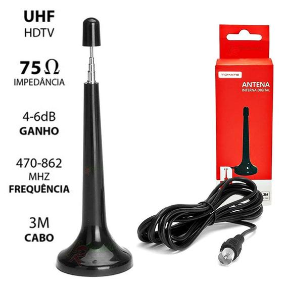 Antena Digital Interna/Externa Full HDTV 4K com Cabo - Tomate - Antena ...