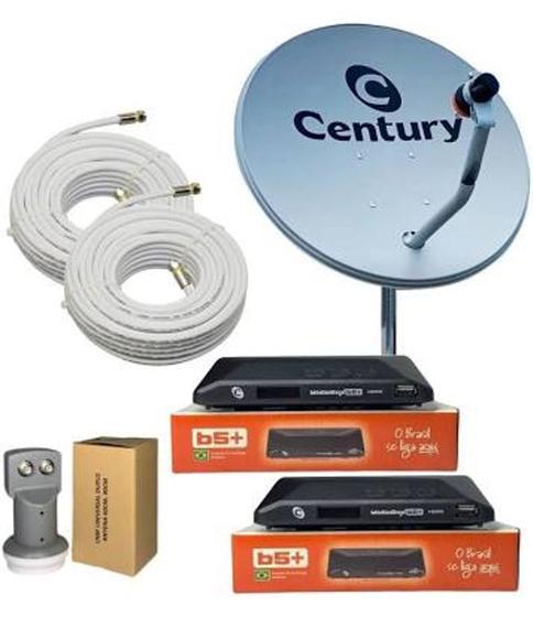 Antena Parabolica Digital com 02 Receptor Midia box b6 completa ...