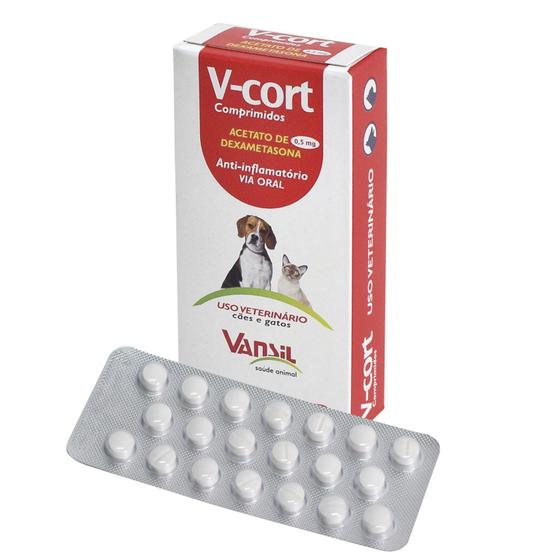 Anti Inflamatório V-cort 20 Comprimidos Vansil Cães Gatos - Anti ...