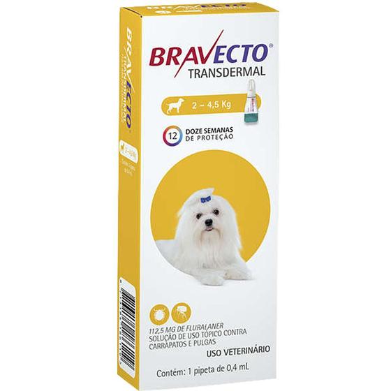 Antipulgas Bravecto Transdermal Cães 112 Mg - 2 A 4,5 Kg. - MSD Saúde Animal - Antipulga e ...