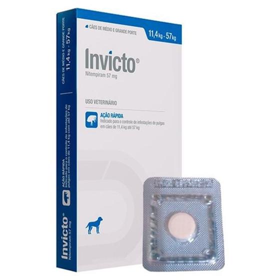 Antipulgas Para Cães e Gatos Invicto 57mg 1 Comprimido (1 Comprimido ...