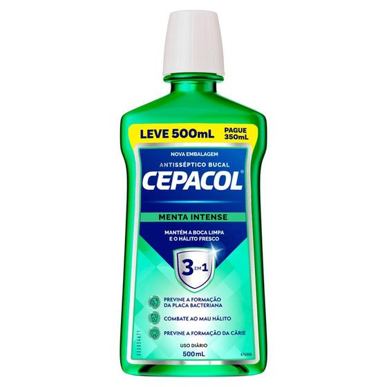 Antisséptico Bucal Cepacol Menta Intense 3 em 1 com 500ml ...