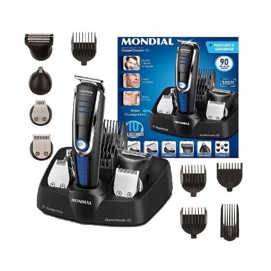 Aparador de Pelos Mondial Super Groom 10 BG-03 Preto/Azul - Modial ...