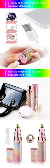 Aparador de sobrancelha elétrico 2 em 1, mini depilador de sobrancelha sem dor, lâmina de ...