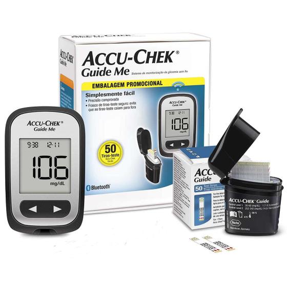 Aparelho de Glicose Accu-Chek Guide Me Kit+50Tiras - Roche - Medidor de Glicose - Magazine Luiza
