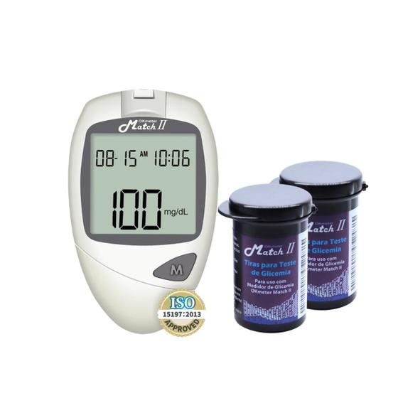 Aparelho de Glicose Match II Ok Meter + 100uni tiras reagentes - No ...
