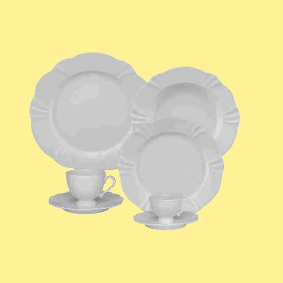Aparelho de Jantar Chá e Café 42 Peças Porcelana Soleil White Oxford ...