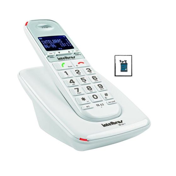 Aparelho de Telefone Fixo Sem Fio TS 63 V Bina Top Viva Voz - Intelbras ...