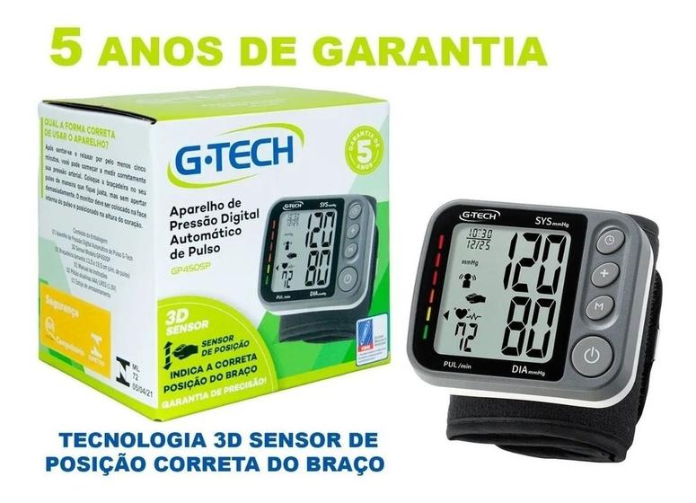 Aparelho Medidor De Pressão Digital Gtech Sensor 3d - Pulso - G-Tech ...