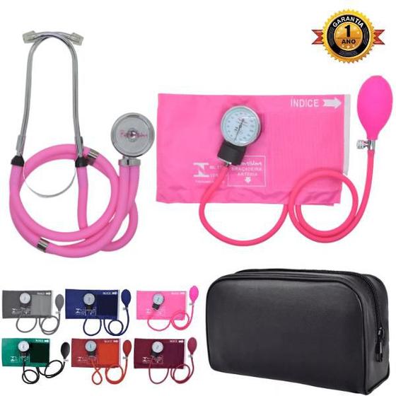Aparelho Pressão Esfigmomanômetro Aneroide + Estetoscópio Rappaport Duplo Premium - Medidor de ...