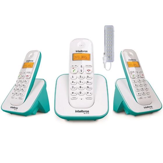 Aparelho Telefone Fixo Sem Fio Com 2 Ramal Adicional Azul Claro Bina ...