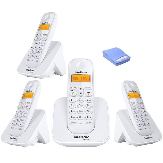 Aparelho Telefone Fixo Sem Fio Com Bina e 3 Ramal TS 3110 Intelbras com ...