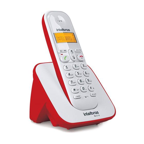 Aparelho Telefone Fixo Sem Fio Digital Branco Vermelho Bina - Intelbras ...