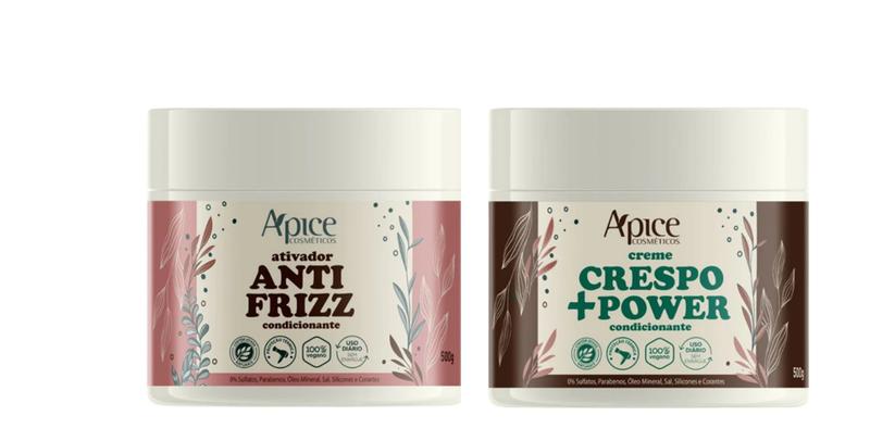 Apice Ativador Anti Frizz + Creme de Pentear Crespo +Power - Apice Cosmetics - Ativador de ...