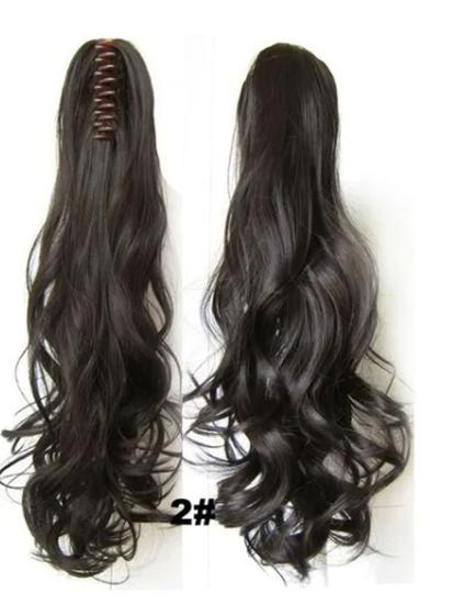 Aplique Rabo Com Presilha Ondulado Fibra Orgânica 60cm Varias Cores ...