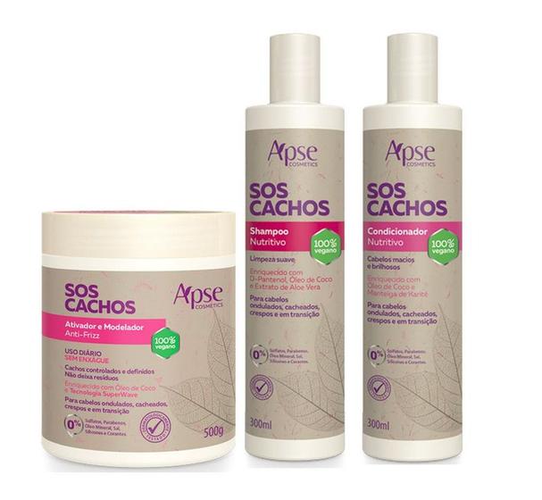 Apse Cachos Shampoo E Condicionador E Ativador De Cachos - Apse Cosmetics - Kit de Tratamento ...
