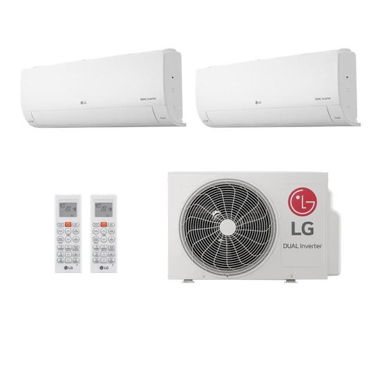 Ar Condicionado Bi Split Inverter LG Hi Wall Dual Voice + AI 16000 BTUs (9000+9000) Frio ...