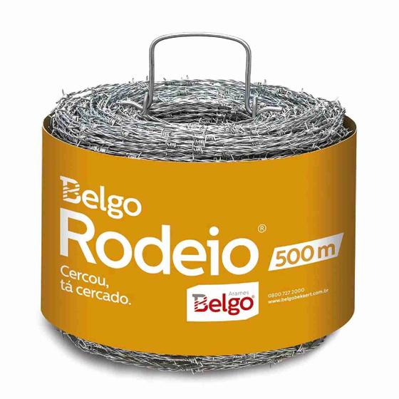 Arame Farpado Rodeio Belgo 500 Metros Zincado 1,60mm Para Cerca 350kgf ...
