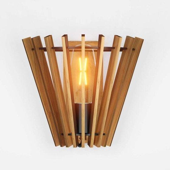 Arandela de Madeira Cilíndrico Rústico Isadora Design - Luminária de ...