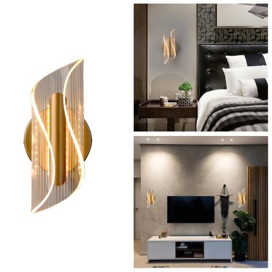 Arandela Led Acrilica Design Moderno Curva 7w 3 Em 1 Bivolt - Nitrolux ...