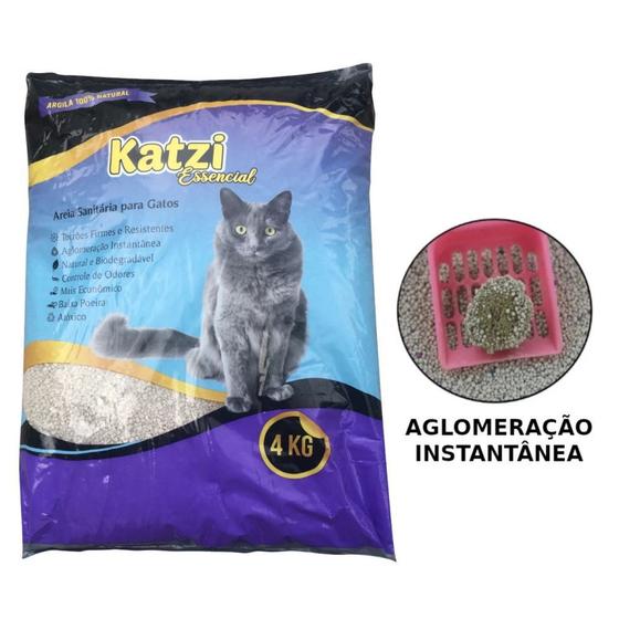 Areia de Gato 4kg Sanitaria Essencial com Controle de Odores Katzi - Areia para Gato - Magazine ...