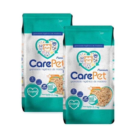 Areia Granulado de Madeira Premium Biodegradavel Para Gatos Carepet 5kg ...