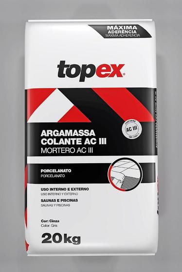 Argamassa Colante ACIII Interno e Externo Cinza 20kg Topex - Fortaleza ...