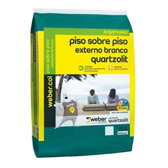 Argamassa Externa Piso Sobre Piso 20kg Branca Quartzolit - Argamassa ...
