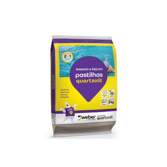 Argamassa Quartzolit para pastilhas externo e interno 5Kg cinza outono ...