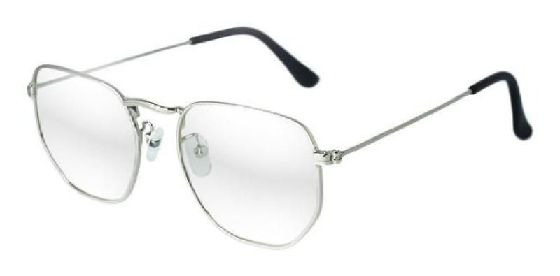 armação de óculos Hexagonal Prata Feminino Vintage Retro - Agoc ...