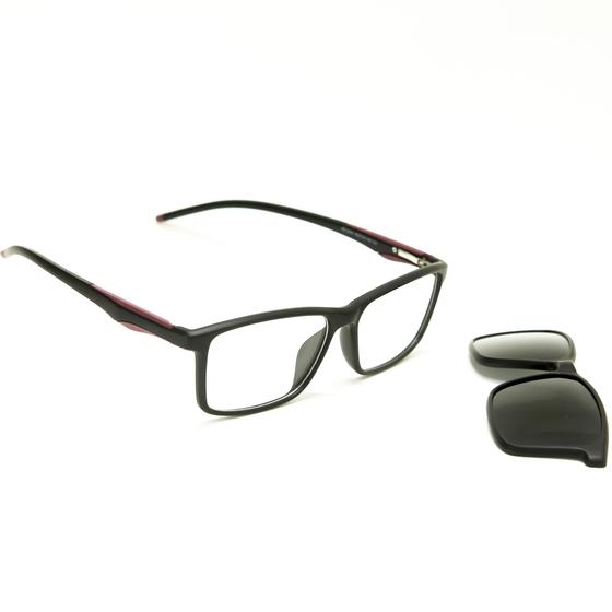 Armação Óculos de Grau Clipon Masculino Heyan Rentanguar Clip on Lentes ...