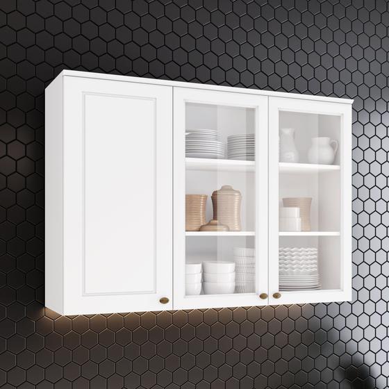 Armário Aéreo 3 Portas de Vidro 120cm Emily Henn - Espresso Móveis ...