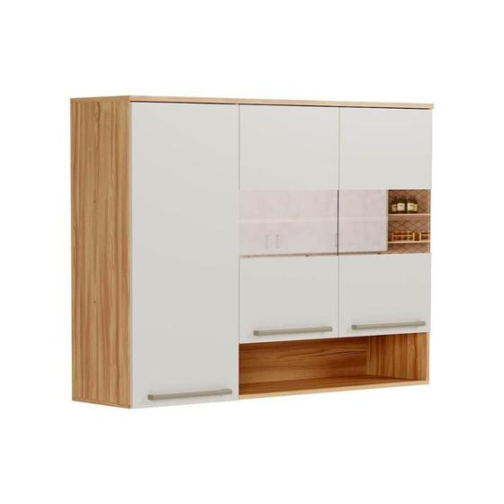 Armário Aéreo Cozinha Modulado Nápoli Prime c/ 3 Portas ( 2 c/ Vidro ...