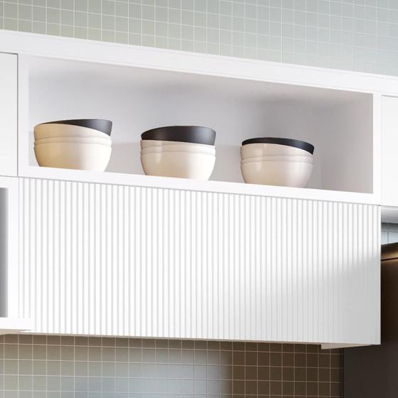 Armário Aéreo Marquesa Ripado Nesher MDF com 1 Porta Basculante e 1 ...