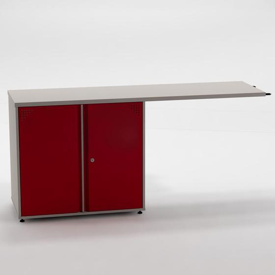 Armario Baixo com Tampo Extensor e Conexao 74 cm Aretto Pandin Cinza E Vermelho - MOVEIS DE ...