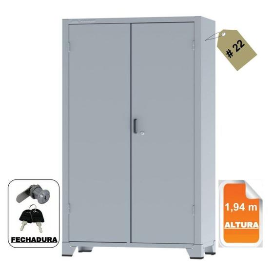 Armário de Aço c/ 02 portas REFORÇADO PA 120 1,981,200,40m CHAPA 22 ...