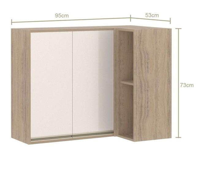 Armário de Canto Reto Com Nicho Lateral 95cm Mel/Yara - Luciane Móveis ...