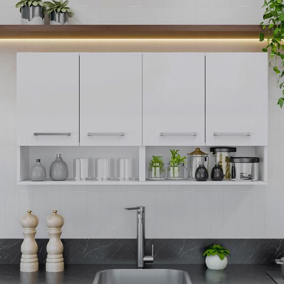 Armário de Cozinha 4 Portas Aéreo com Nicho Móveis Bonatto - Armário de ...