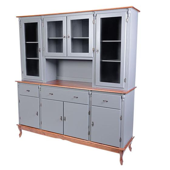 Armário de Cozinha com Cristaleira de Vidro e Madeira Antique Luís XV ...