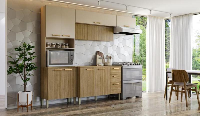 Armario de Cozinha Completo 9 Portas 2 Gavetas Urbane Freijo Vanilla CP ...