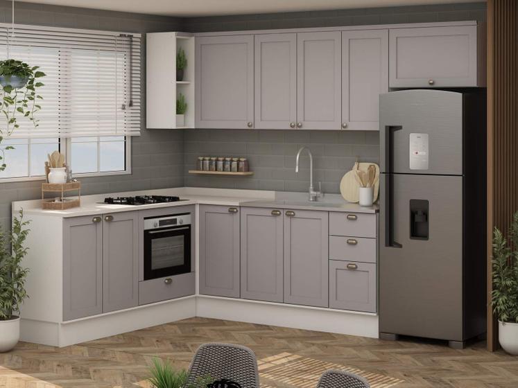 Armário de Cozinha Modulada Completa em L 14 peças 2,02x2,51m 02 ...