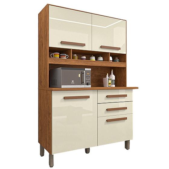 Armário de Cozinha Sofia Plus 4 Portas 2 Gavetas Imop Cor Cinamomo Off ...