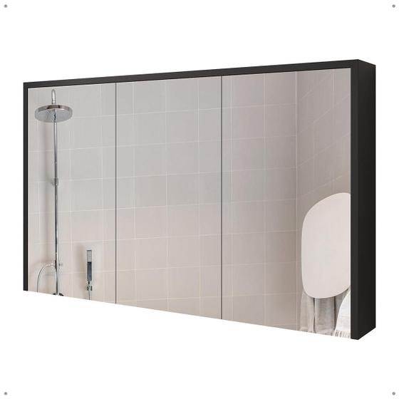 Armário Espelheira Banheiro Trindade 3 Portas Amortecedor - Emes Moveis - Armário de Banheiro ...