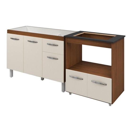 Armário Gabinete Pia De 120 Cm Anitta Com Balcão Cooktop 4 Bocas E ...