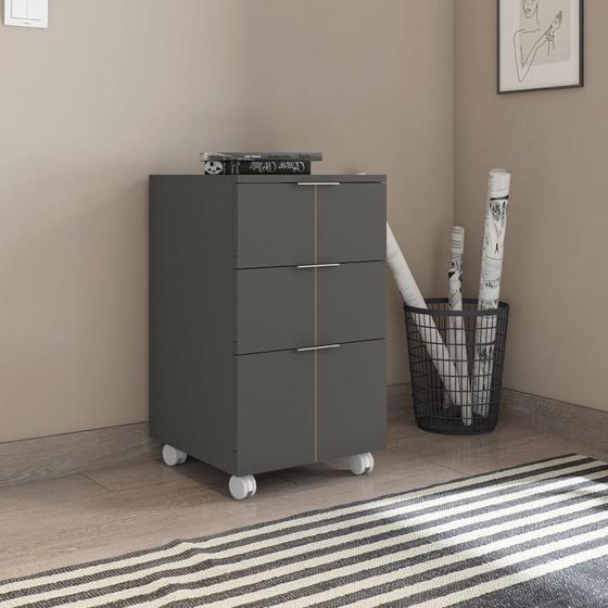 Armário Gaveteiro Cubic Quarto Escritório 3 Gavetas Madeira MDF MDP ...