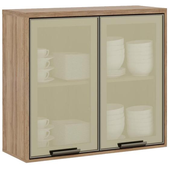 Armário Mel/Yara 80 cm 2 Portas Alumínio c/Vidro Reflecta Bronze ...