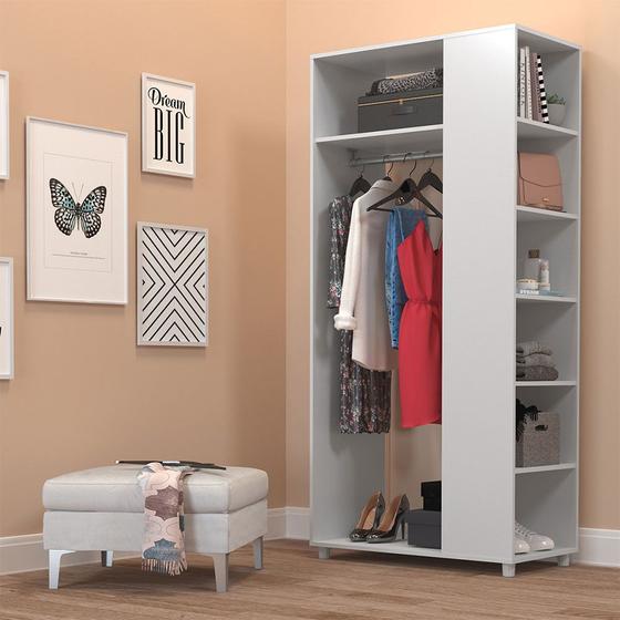 Armário Roupeiro Closet Aberto com 07 Nichos e 01 Cabideiro B12 Branco ...