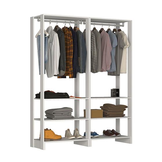 Armário Roupeiro Closet Aberto Modulado 06 Prateleiras e 02 Cabideiros ...
