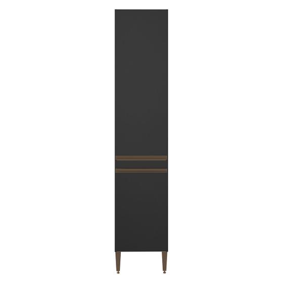 Armário Vertical 40cm Cozinha 2 Portas com Puxador Bronze Preto ...